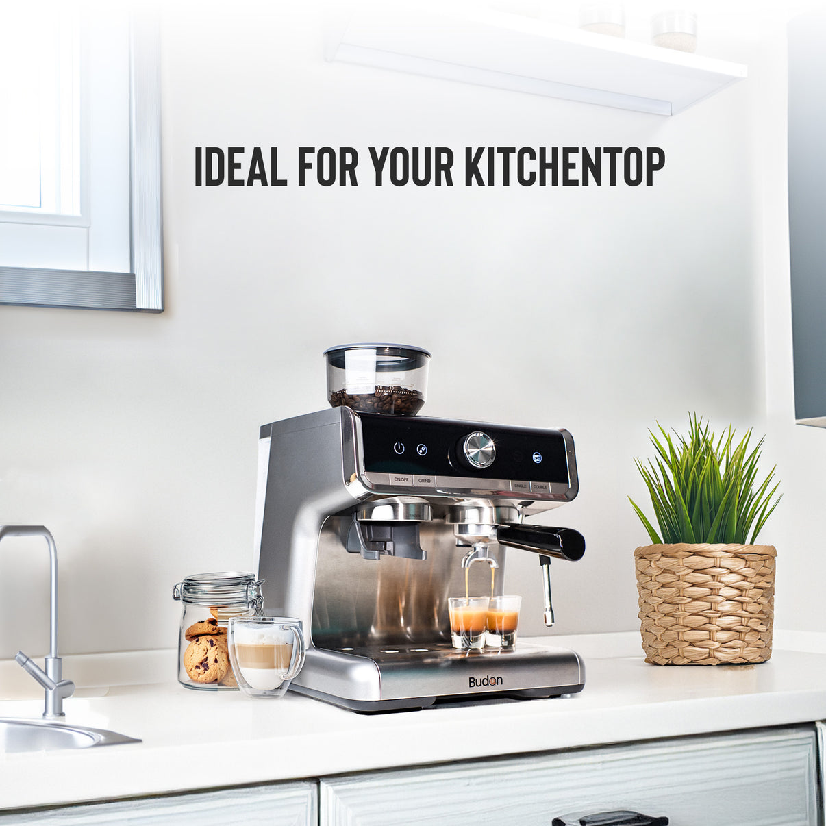 Budan Espresso Machine with In Built Grinder | Semi Automatic Coffee M ...